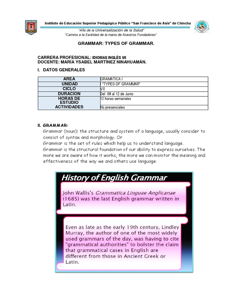 Grammar: Types of Grammar | PDF | Grammar | Linguistics