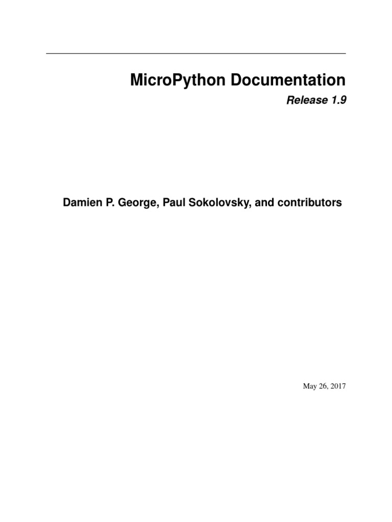 MicroPython Documentation 1.9 PDF | PDF | Booting | Usb Flash Drive