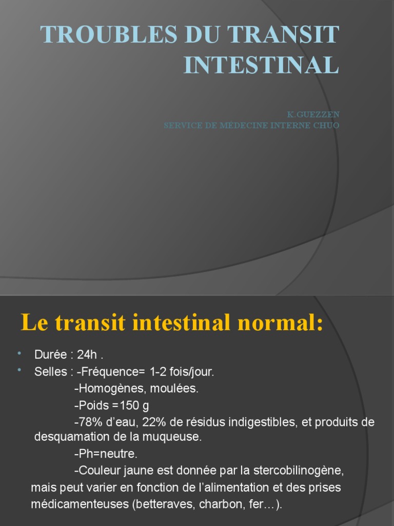 Les Troubles Du Transit Intestinal | PDF | Constipation | Diarrhée