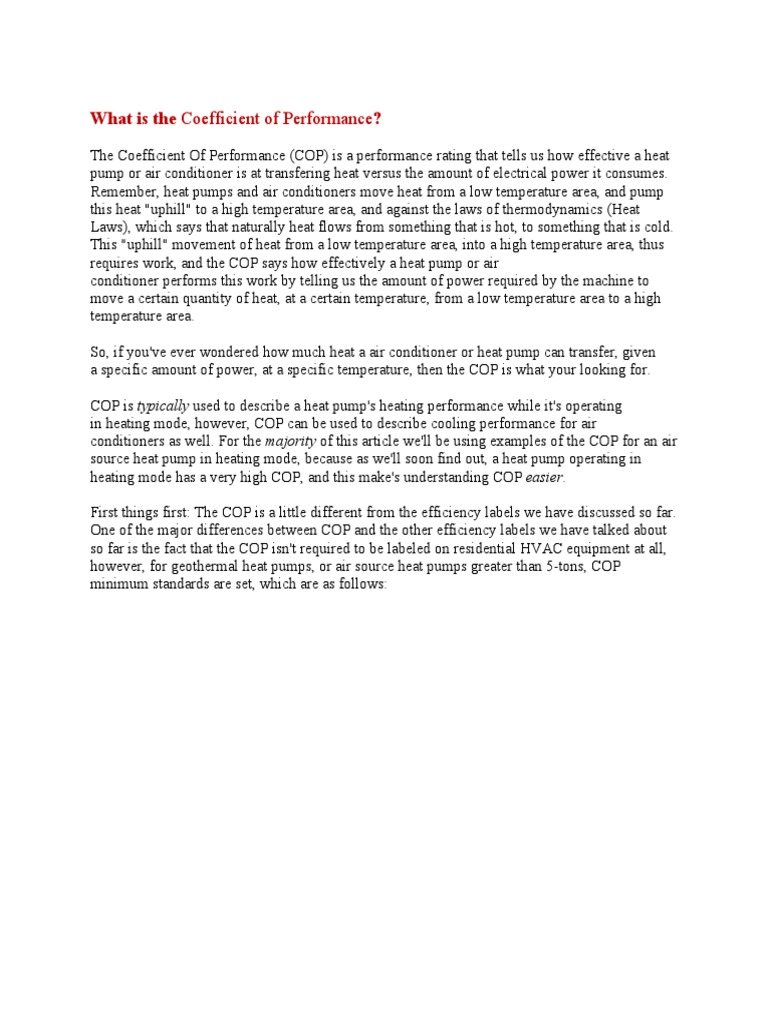 Coefficient of Performance | PDF | Heat Pump | Air Conditioning