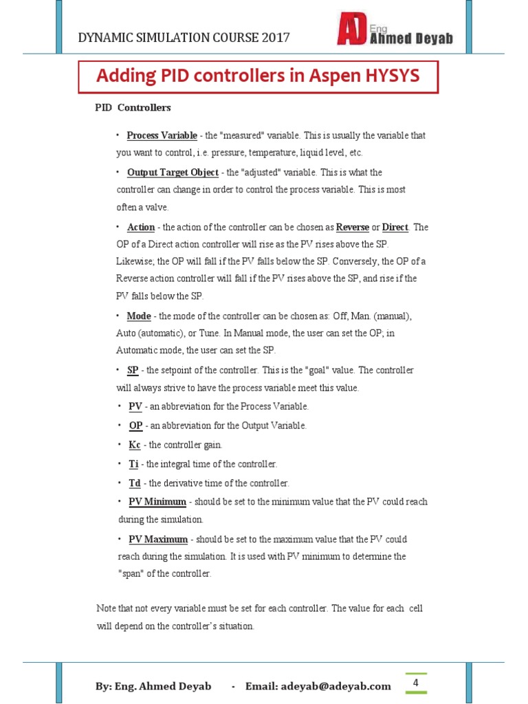 Adding PID Controllers in Aspen HYSYS: Dynamic Simulation Course 2017 ...