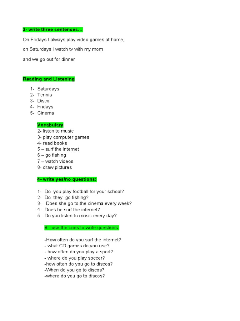 3-Write Three Sentences | PDF
