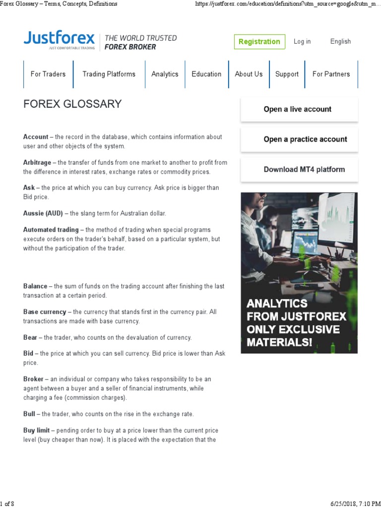 Forex Glossary - Terms, Concepts, Definitions | PDF | Foreign Exchange ...
