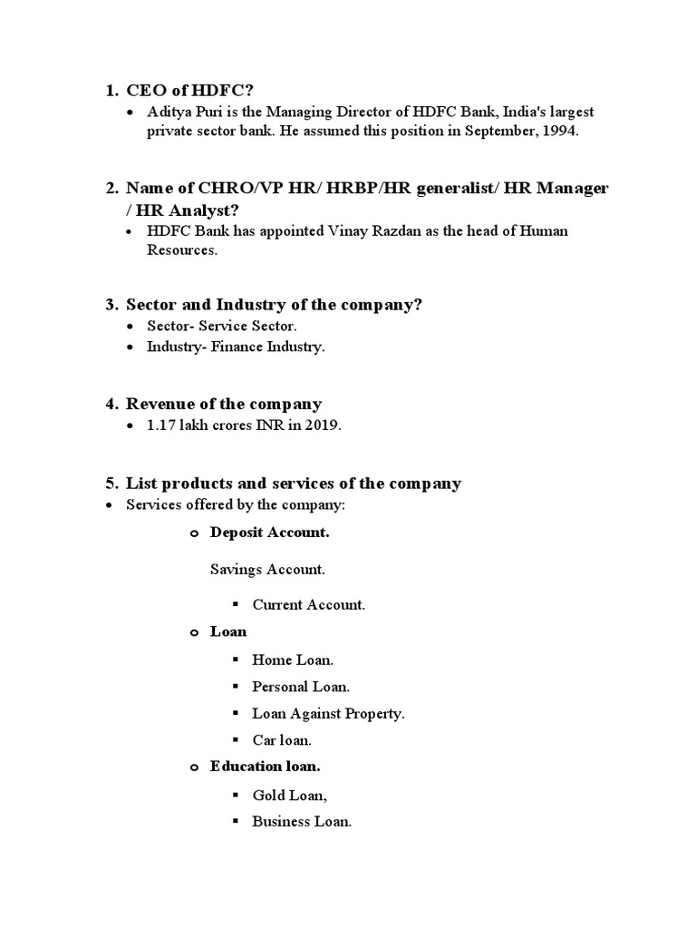 HDFC Bank: An Overview of Leadership, Financials, Products & Services ...