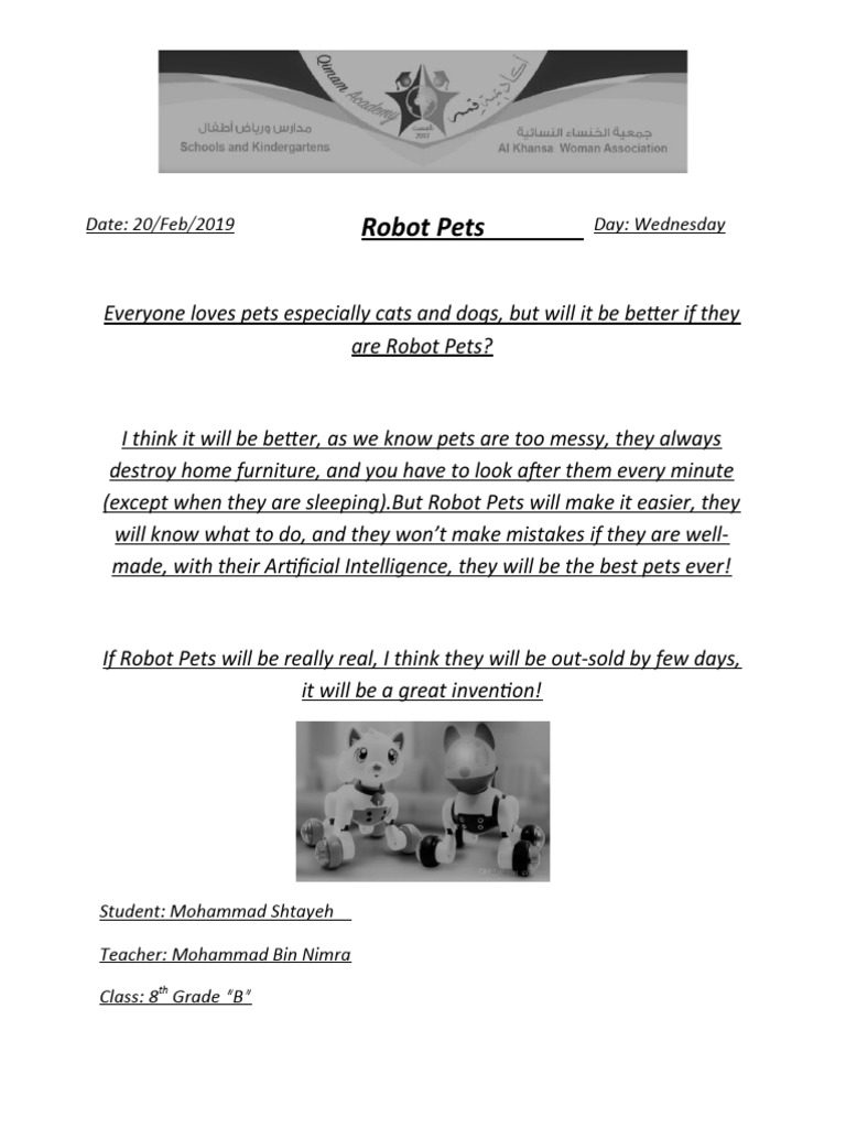 Robot Pets: Day: Wednesday Date: 20/feb/2019 | PDF | Games & Activities