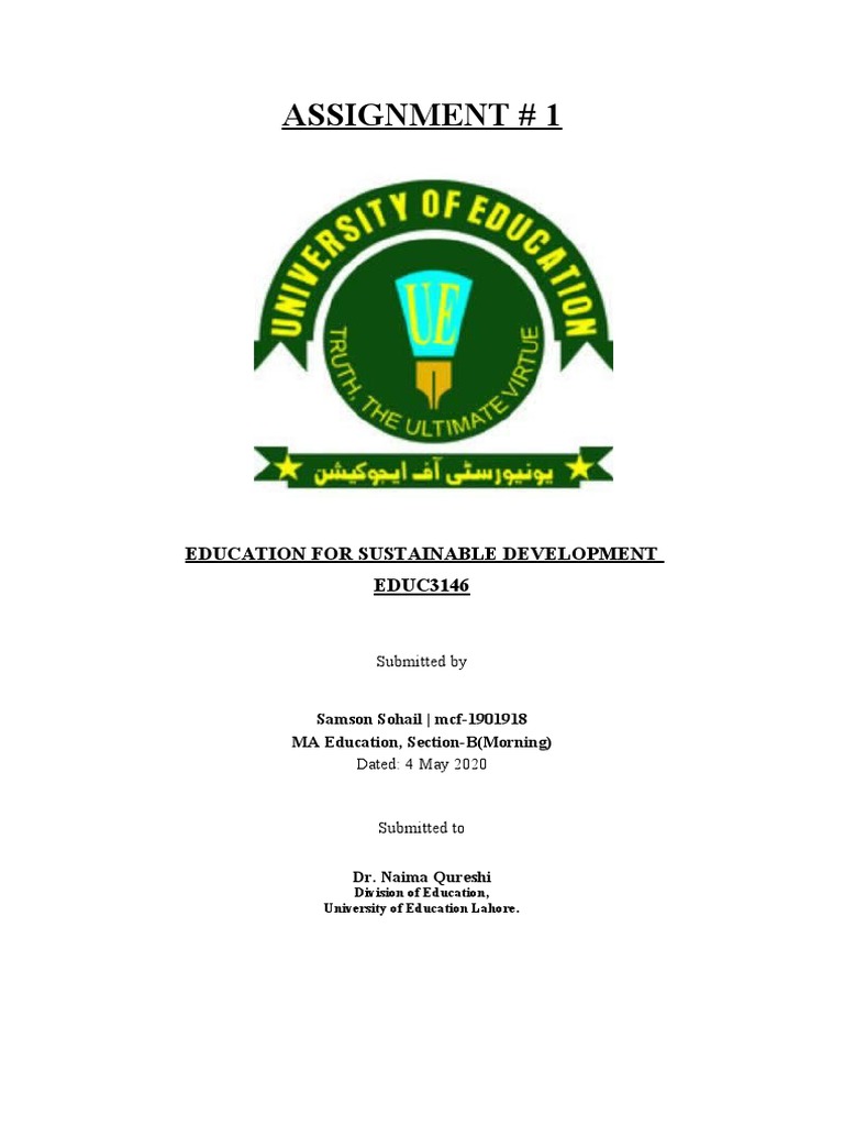 Assignment # 1 - Education For Sustainable Development | PDF ...