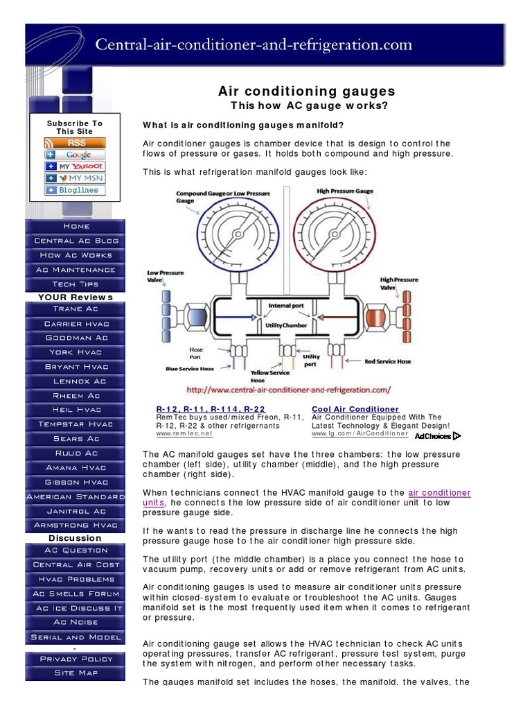 Air Conditioning Gauges - How Does HVAC Gauges Works | PDF | Air ...