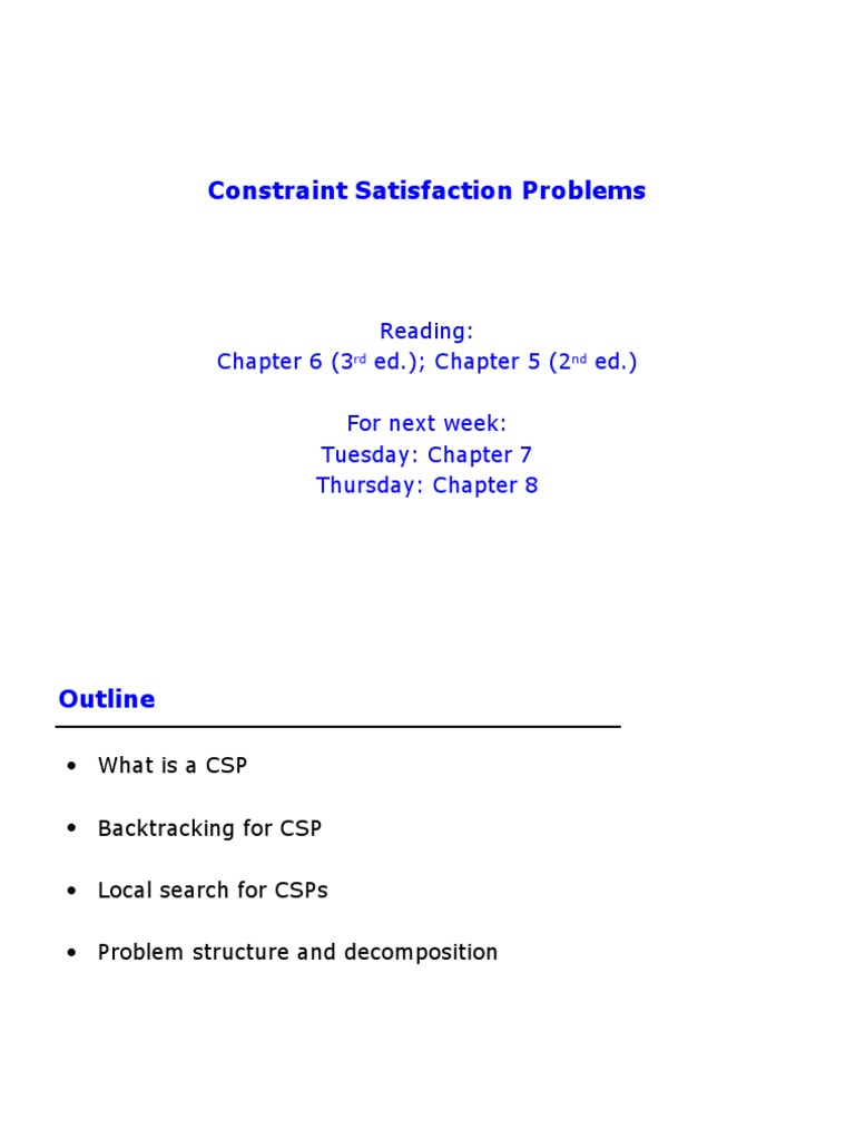Constraint Satisfaction Problems | PDF | Theoretical Computer Science | Mathematics Of Computing