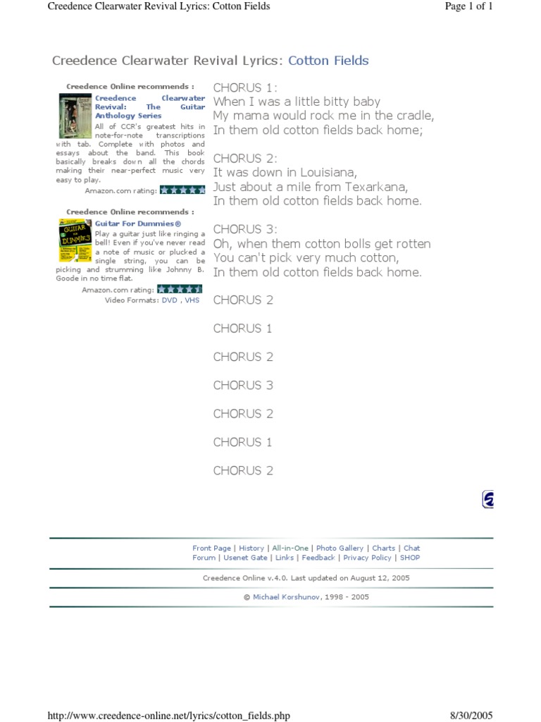 Cotton Fields Guitar Chords