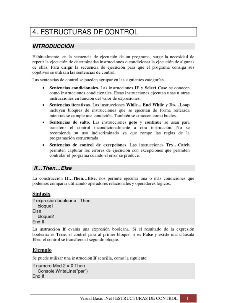 4.-Estructuras de Control | PDF | Flujo de control | Programa de ...