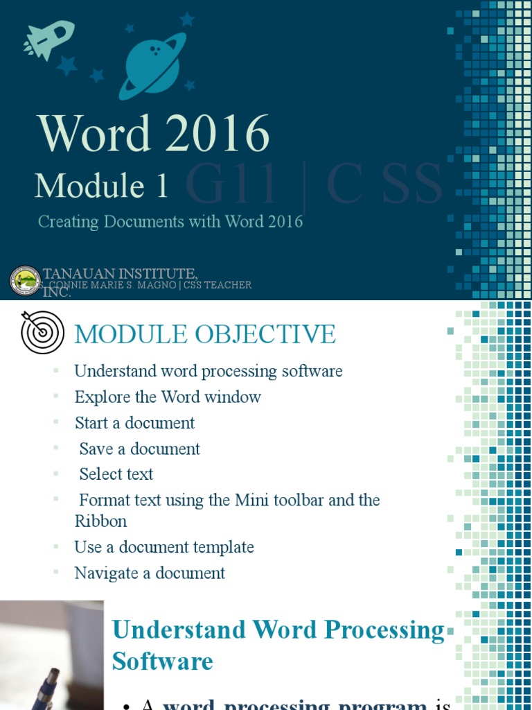 Word 2016 Module 1 | PDF | Window (Computing) | Graphical User Interfaces
