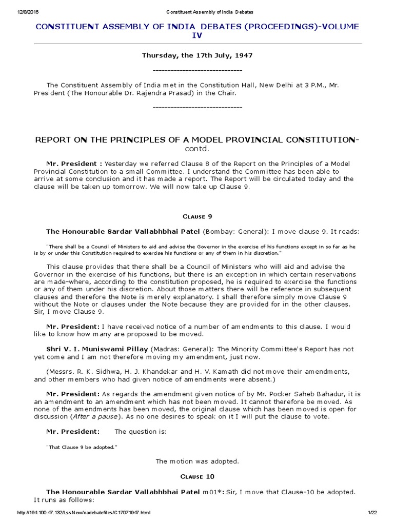 Report On The Principles of A Model Provincial Constitution Contd | PDF ...