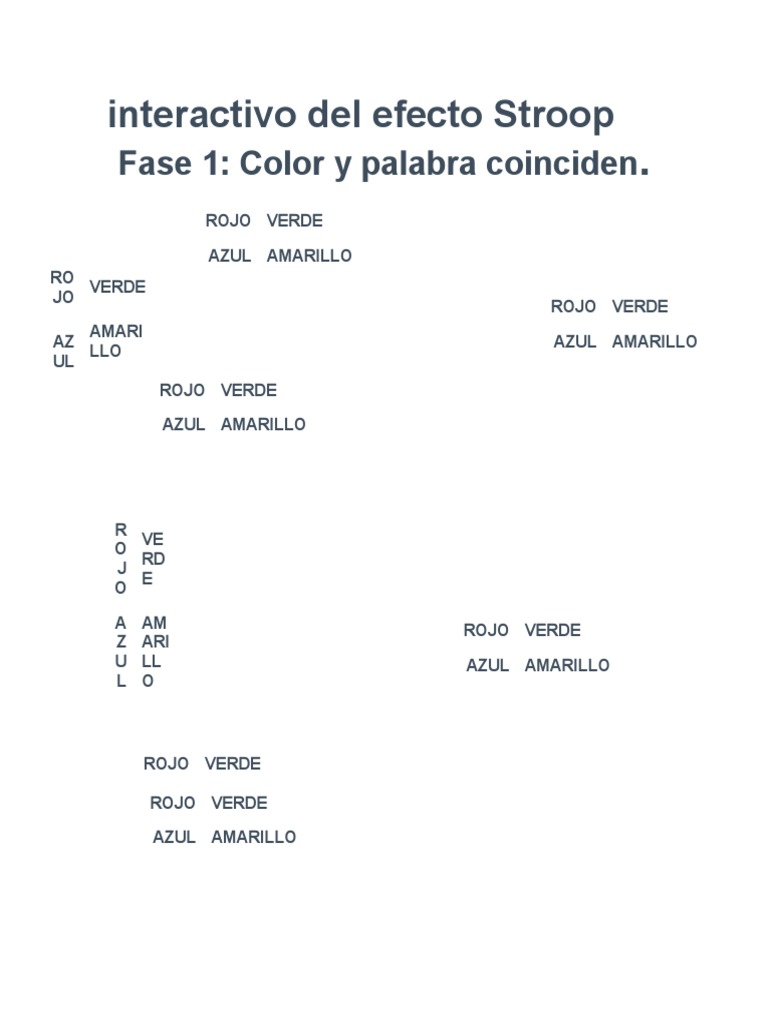 Experimento Interactivo Del Efecto Stroop | PDF
