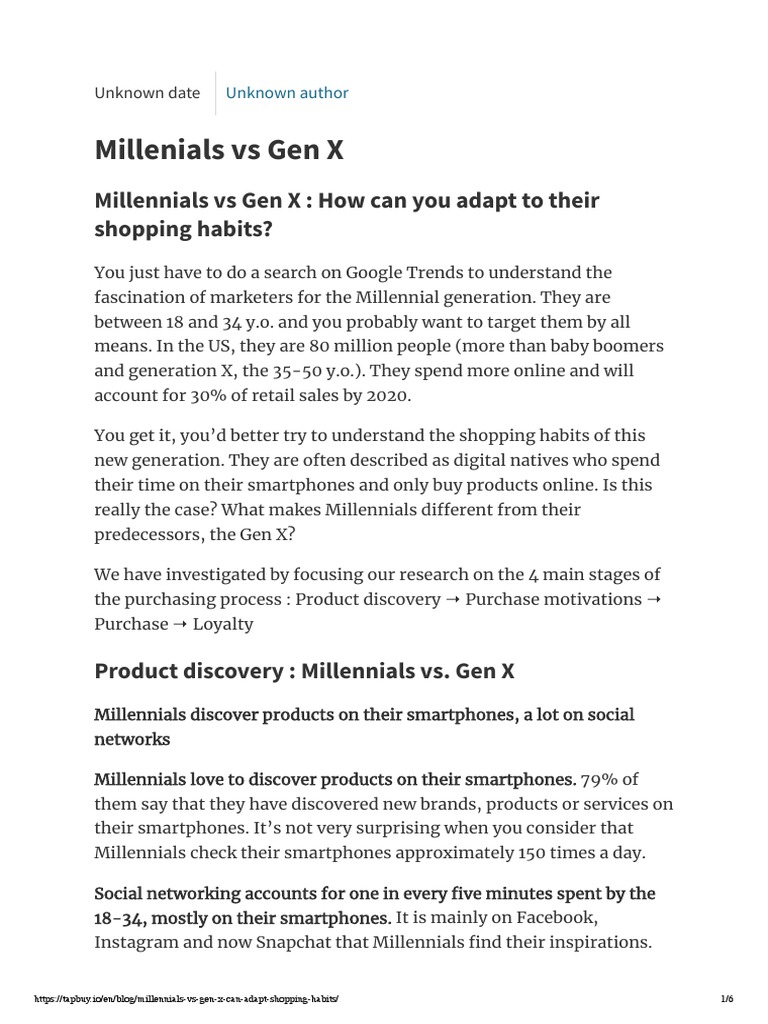 Millenials Vs Gen X - How Can You Adapt To Their Shopping Habits | PDF ...