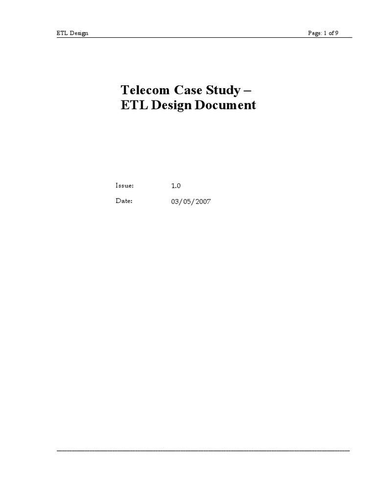 Telecom Case Study - ETL Design Document | PDF | Data Warehouse | Data ...