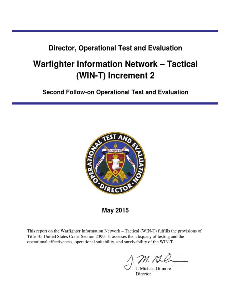 Warfighter Information Network - Tactical (WIN-T) Increment 2 ...
