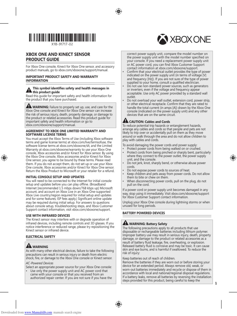 Xbox One and Kinect Sensor Product Guide: Ac-Powered Devices | PDF ...