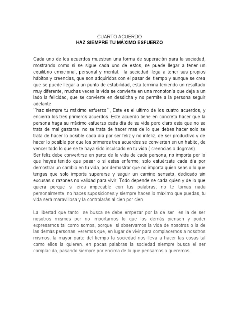 Los Cuatro Acuerdos. | PDF | Estilo de vida