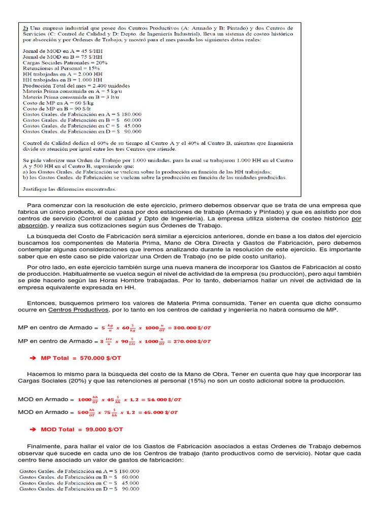 Guia Costeo Histórico - Ej. 2 - Resolución | PDF | Información | Economias