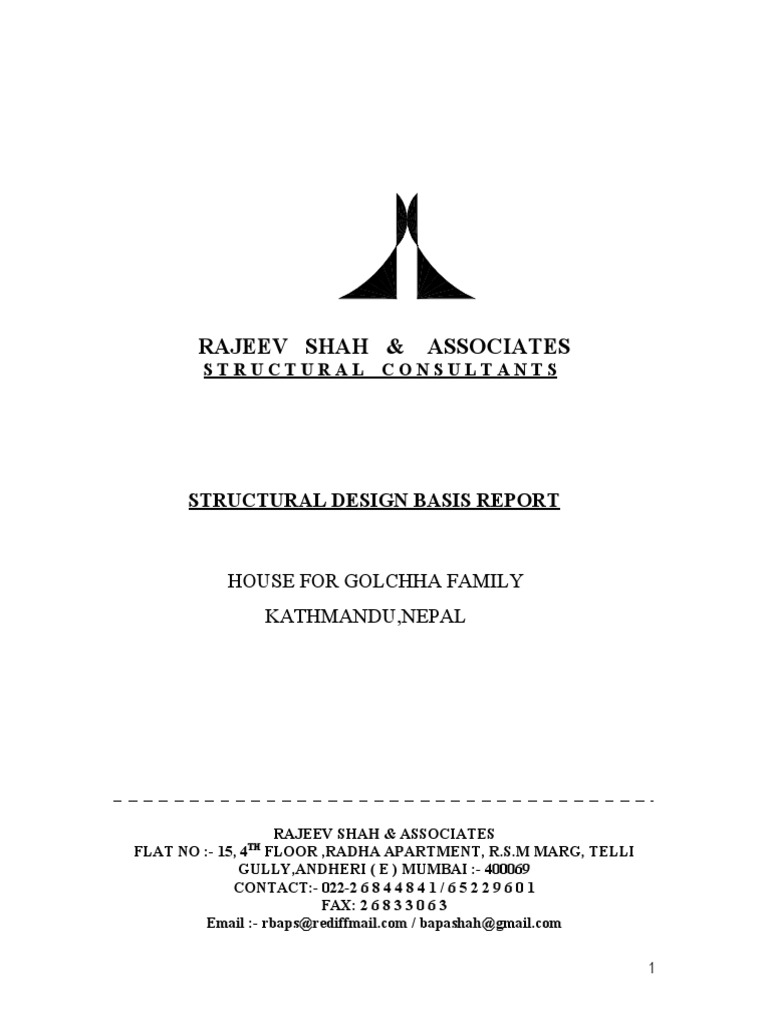 Rajeev Shah & Associates: Structural Design Basis Report | PDF ...