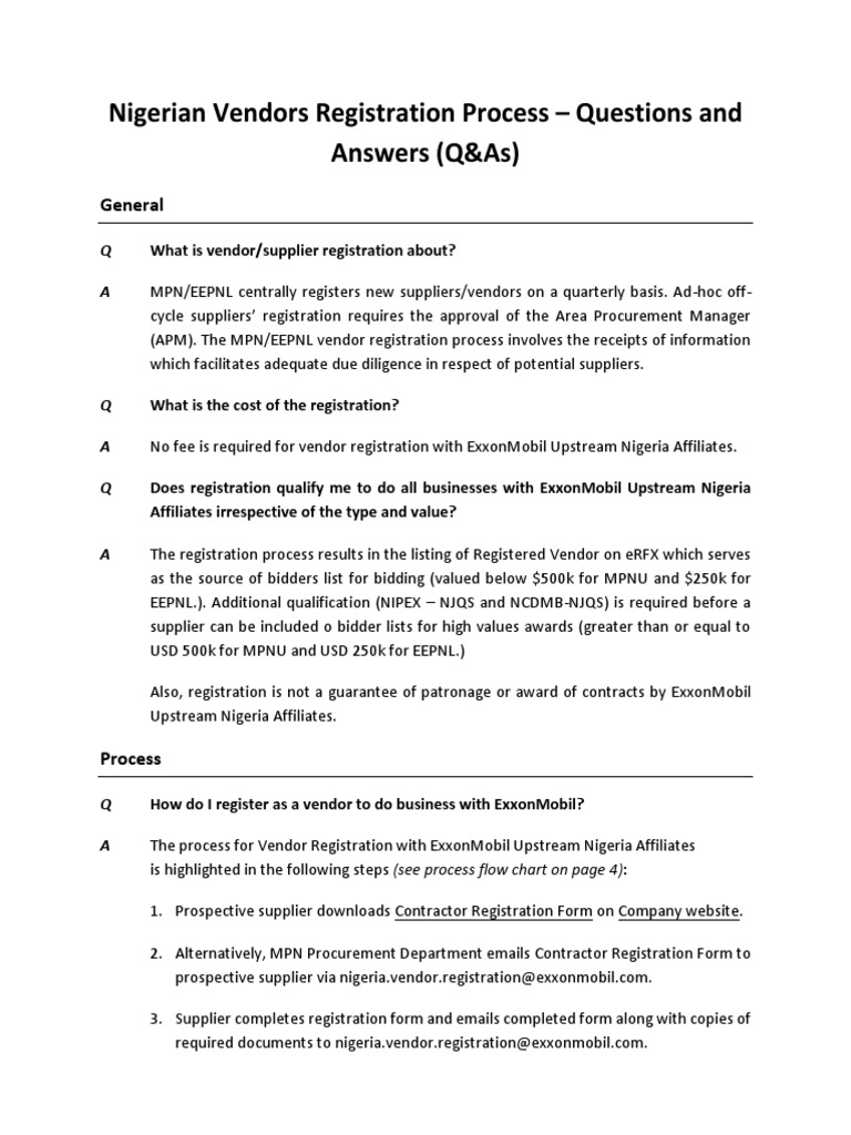 Nigeria Vendor Registration Process Guide | PDF | Procurement | Business