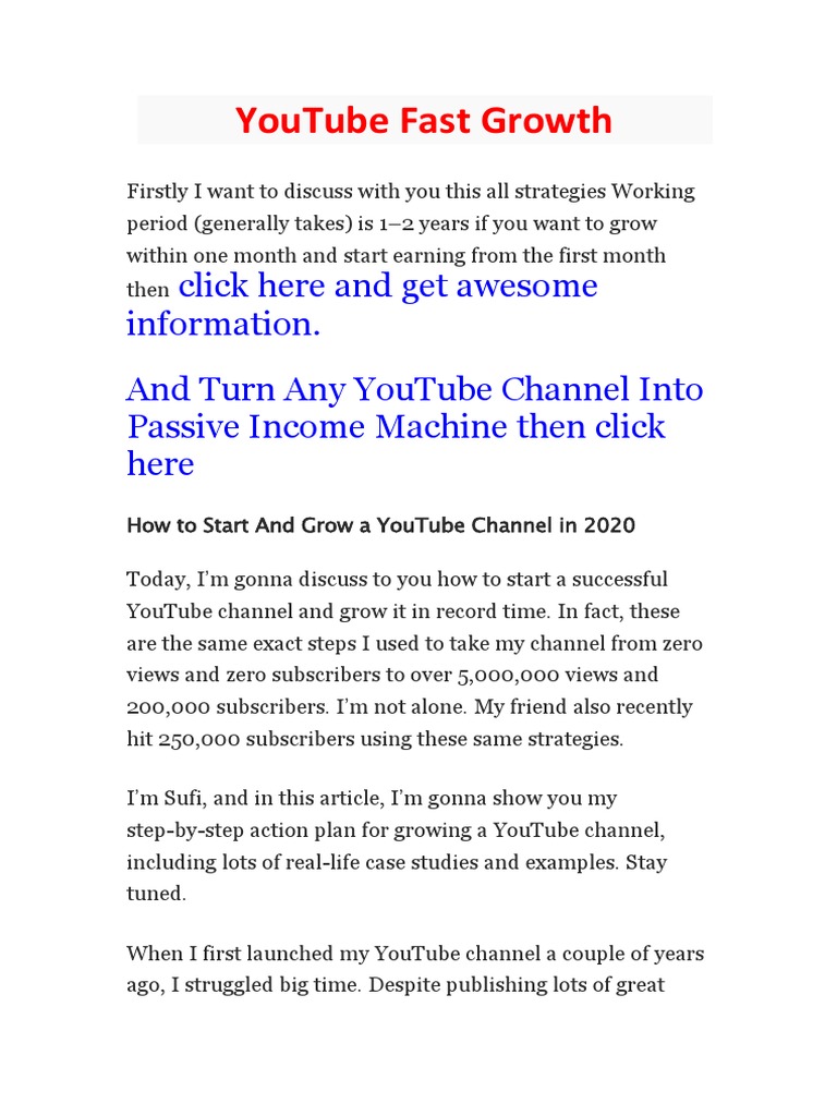 Youtube Fast Growth - Beginners Guide | PDF | Search Engine ...