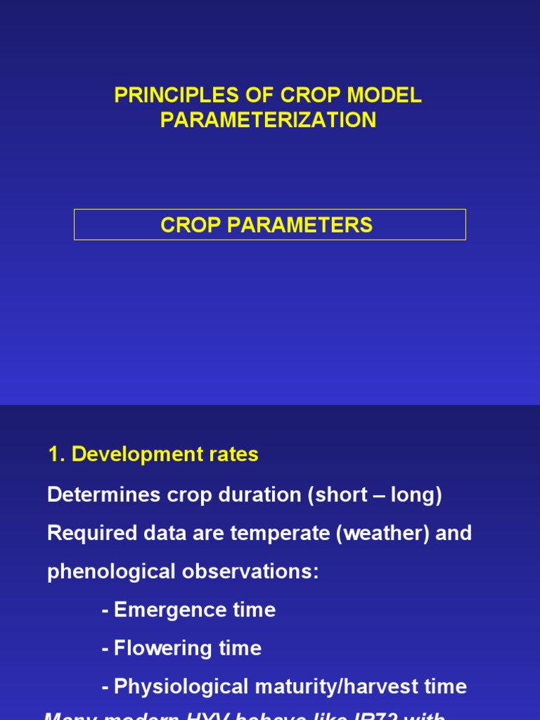 Rice Crop Parameters | PDF | Rice | Operations Research