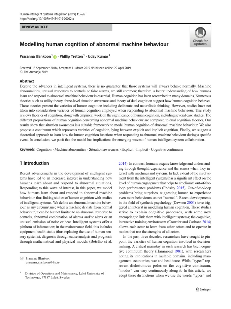 Modelling how humans learn and respond to abnormal machine behavior ...