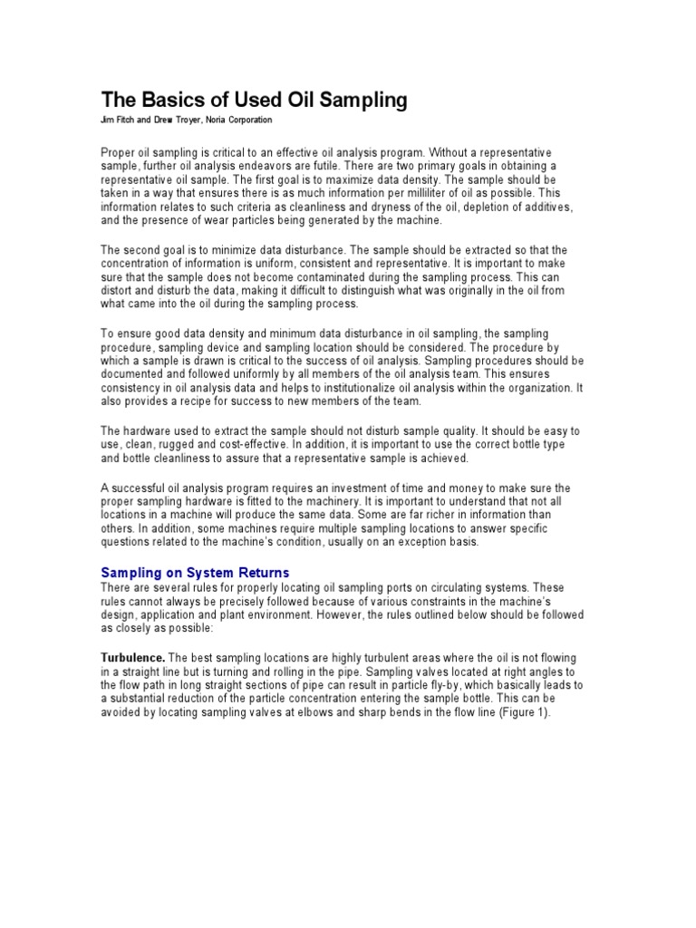 The Basics of Used Oil Sampling | PDF | Valve | Bearing (Mechanical)