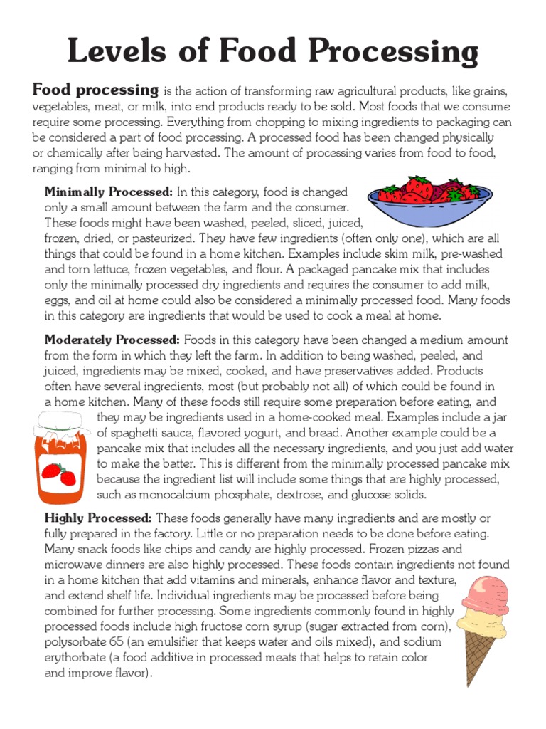 LevelsFoodProcessing Handout PDF | PDF | Food Processing | Convenience Food
