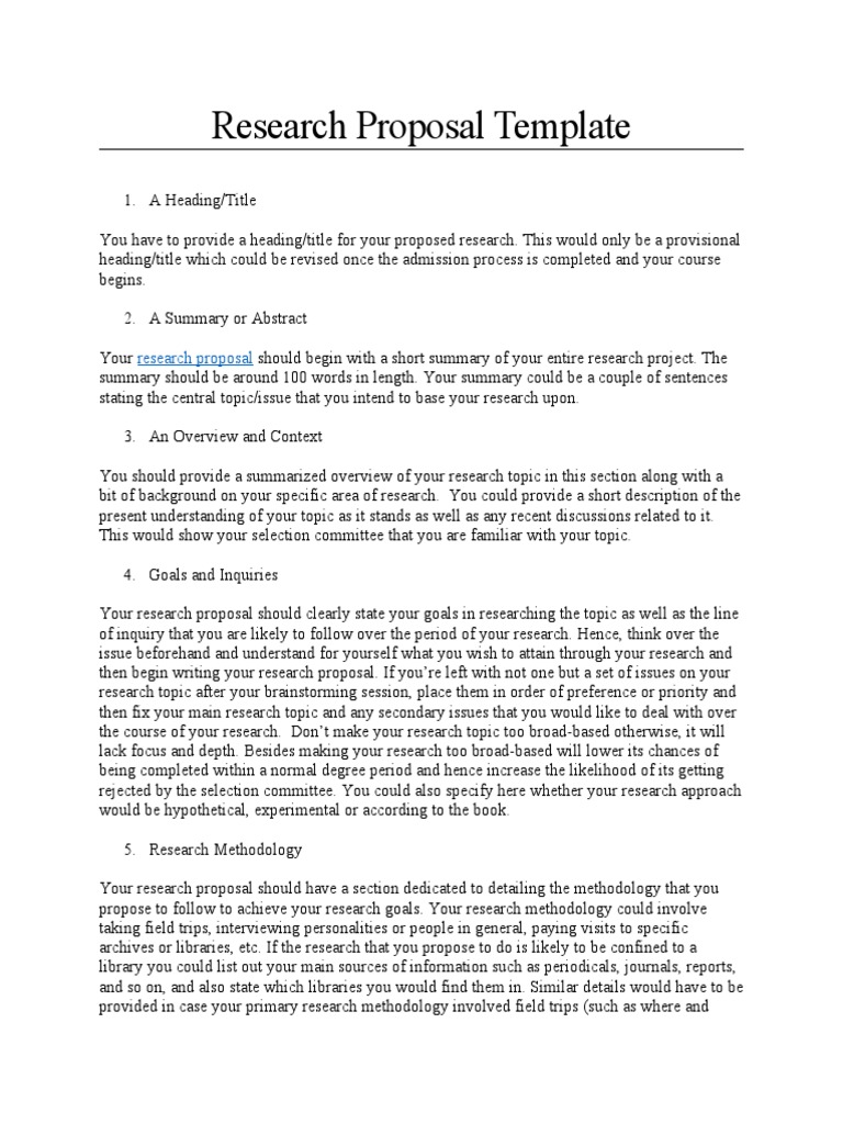 Research Proposal Template | PDF | Methodology | Cognitive Science