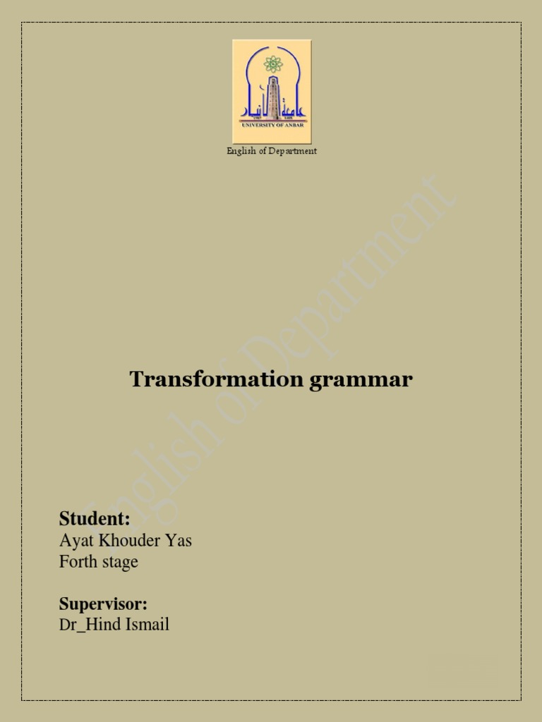 Transformation Grammar: Student | PDF | Question | Semiotics