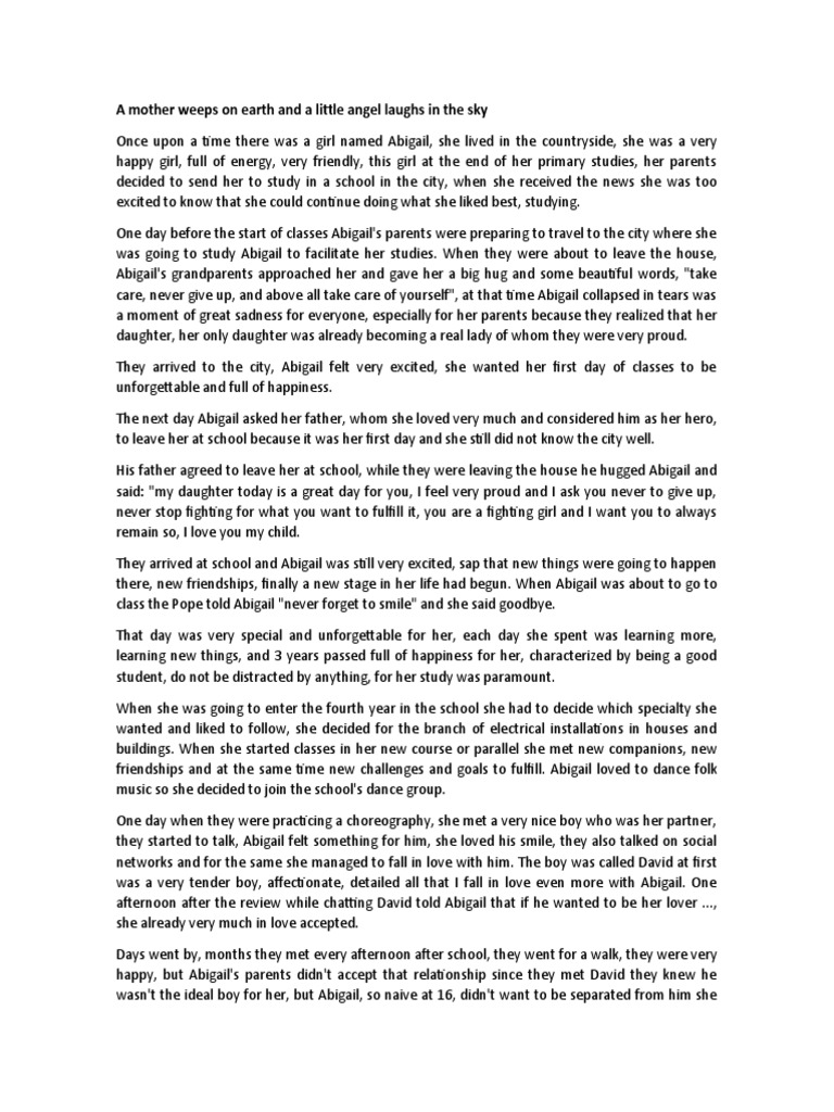 A Mother Weeps On Earth and A Little Angel Laughs in The Sky | PDF