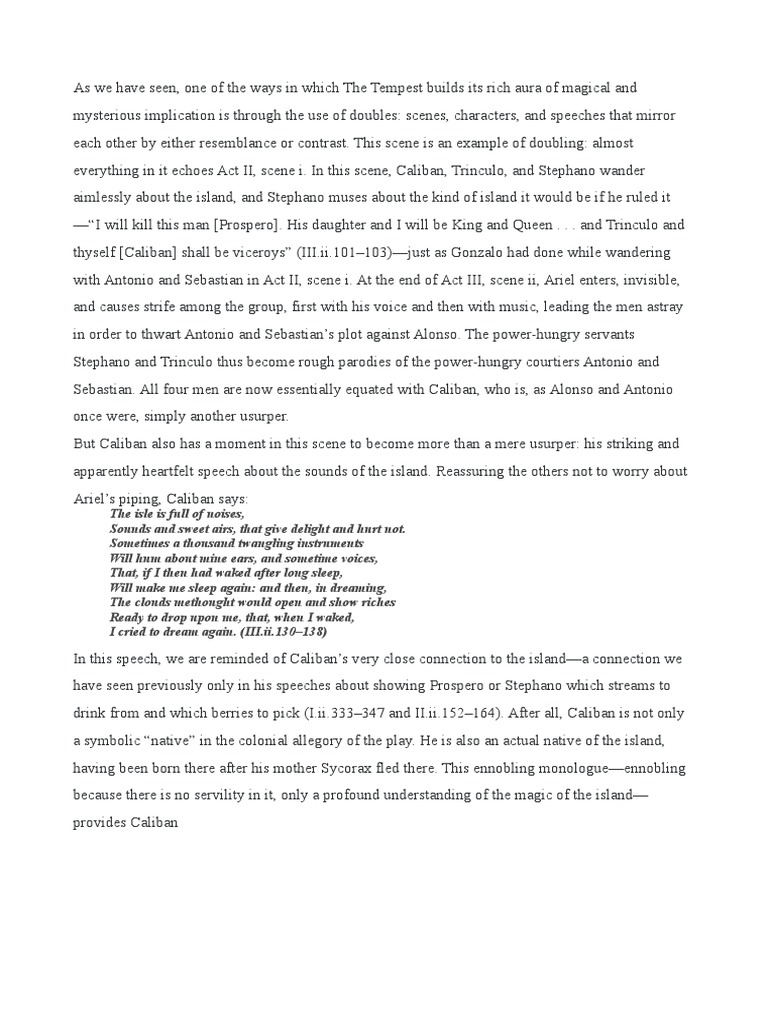 Doubling and Caliban's Connection in The Tempest | PDF | Art | History