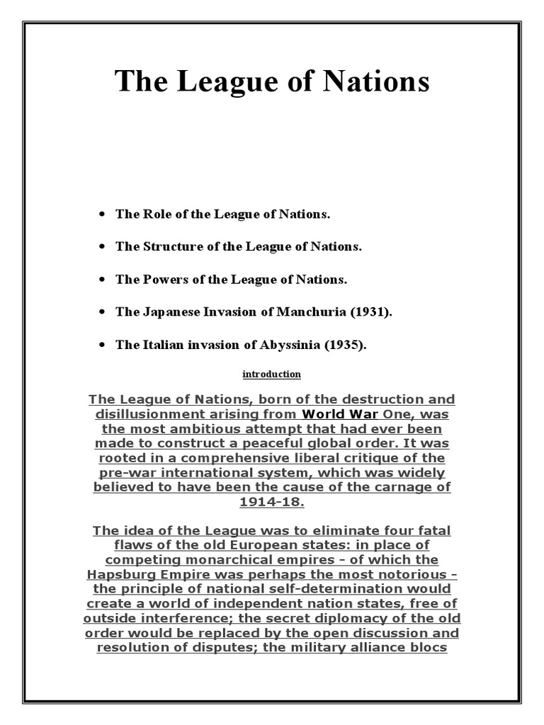 The League of Nations | PDF | League Of Nations | United Nations