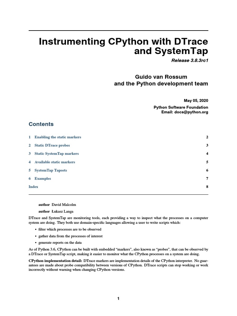Instrumenting Cpython With Dtrace and Systemtap: Guido Van Rossum and The Python Development ...