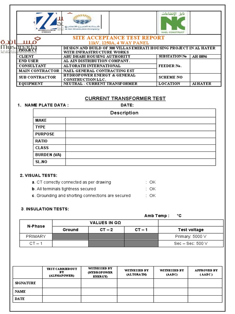 Site Acceptance Test Report for the Design and Build of a 300 Villa ...