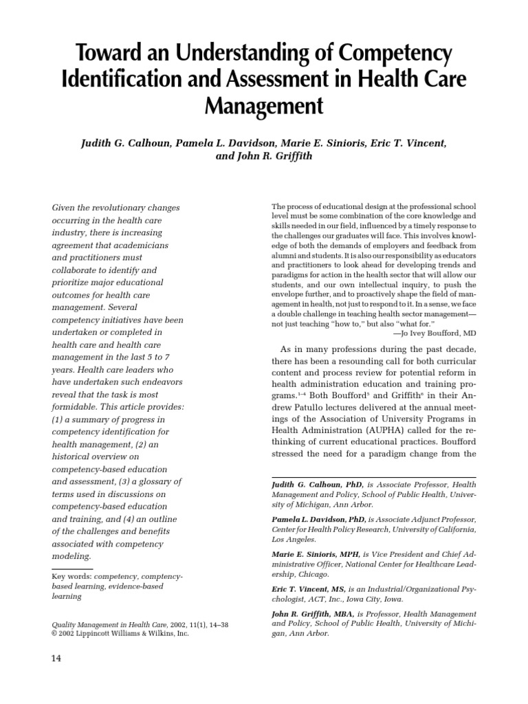 Toward An Understanding of Competency Identification and Assessment in ...