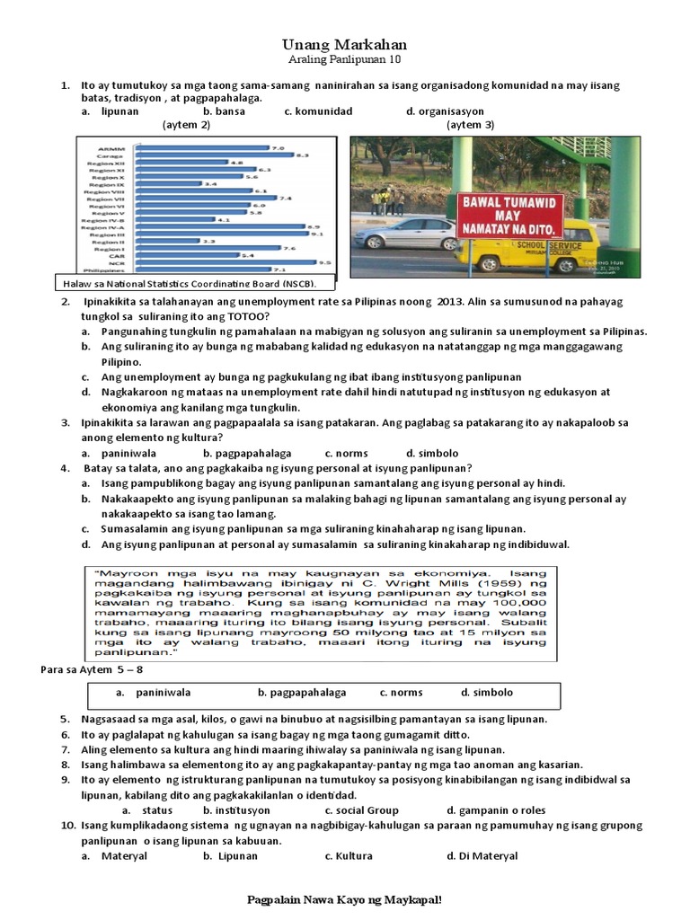 ARALING PANLIPUNAN 10 (1st) | PDF