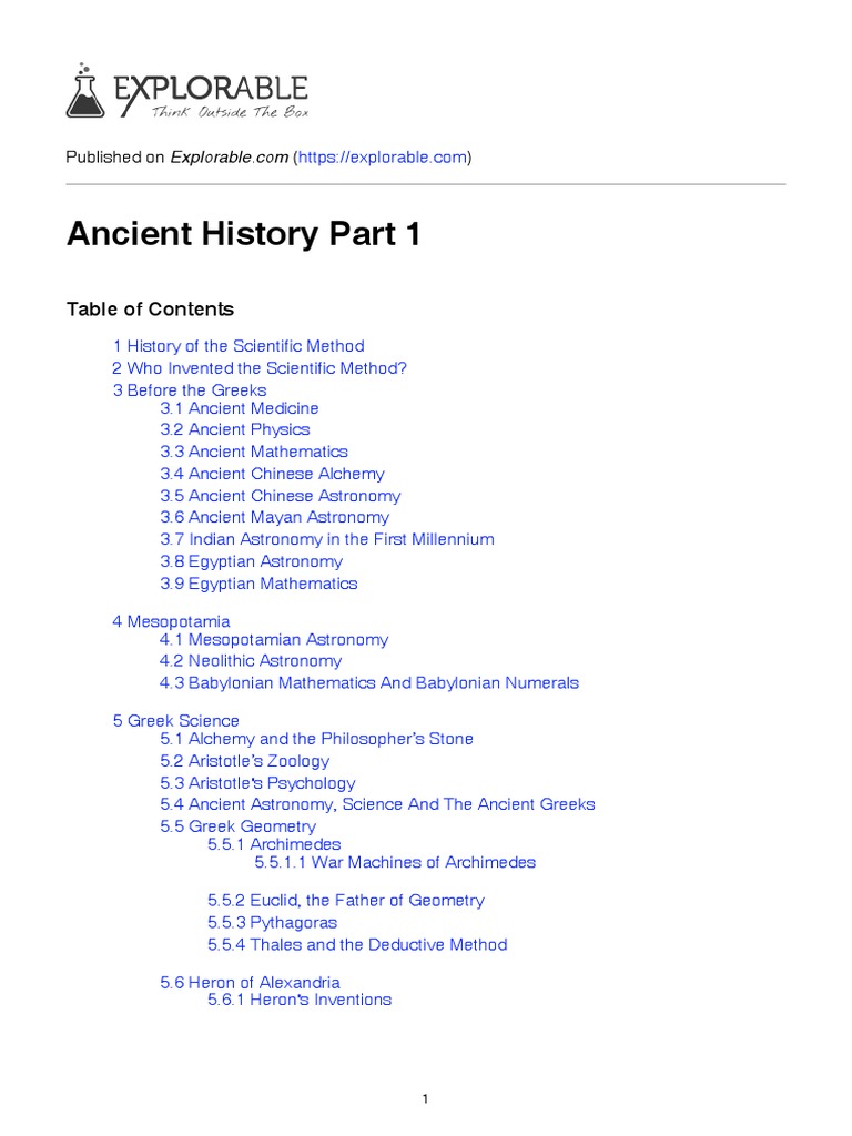 Ancient History Part 1 | PDF | Scientific Method | Science