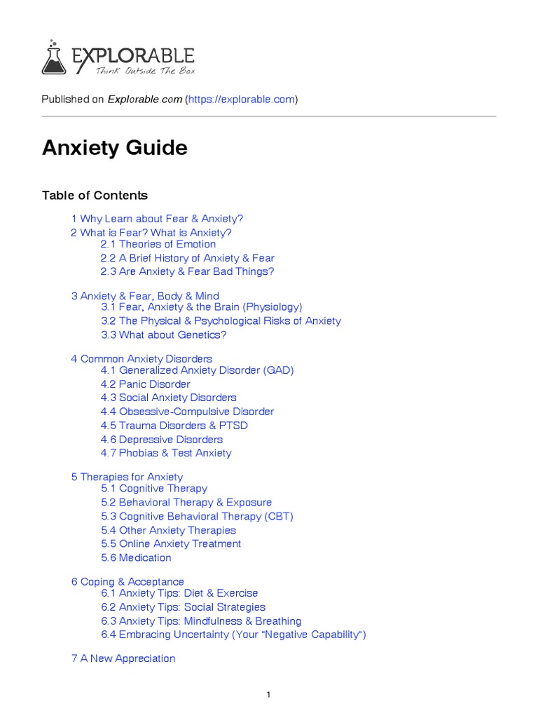 Anxiety Guide | PDF | Anxiety Disorder | Fear