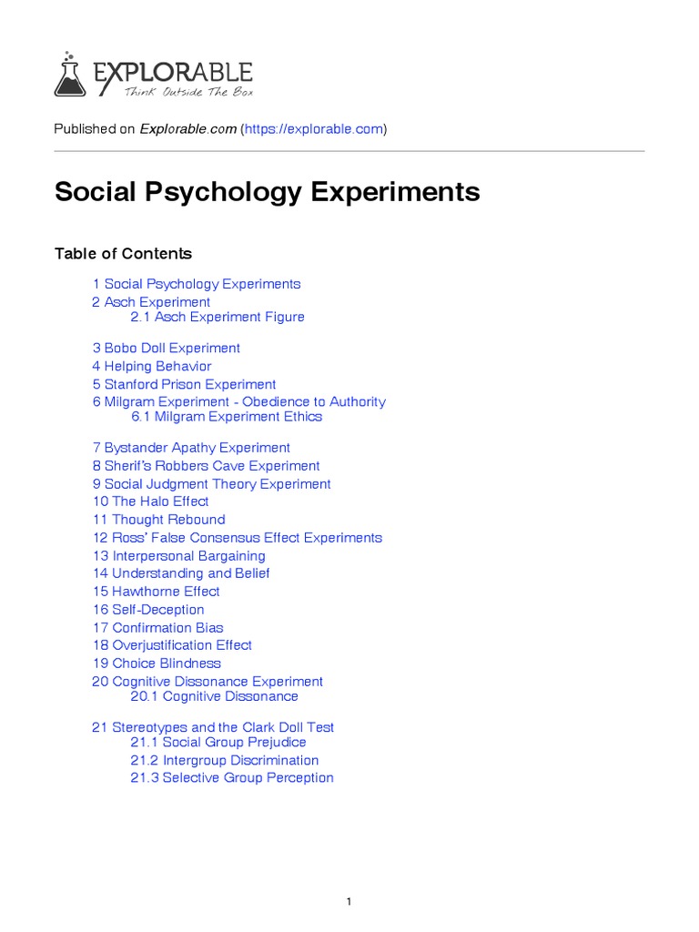 Social Psychology Experiments | PDF | Obedience (Human Behavior ...