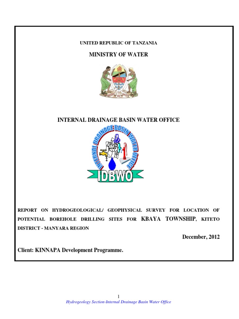 Report on Hydrogeological/Geophysical Survey for Location of Potential ...