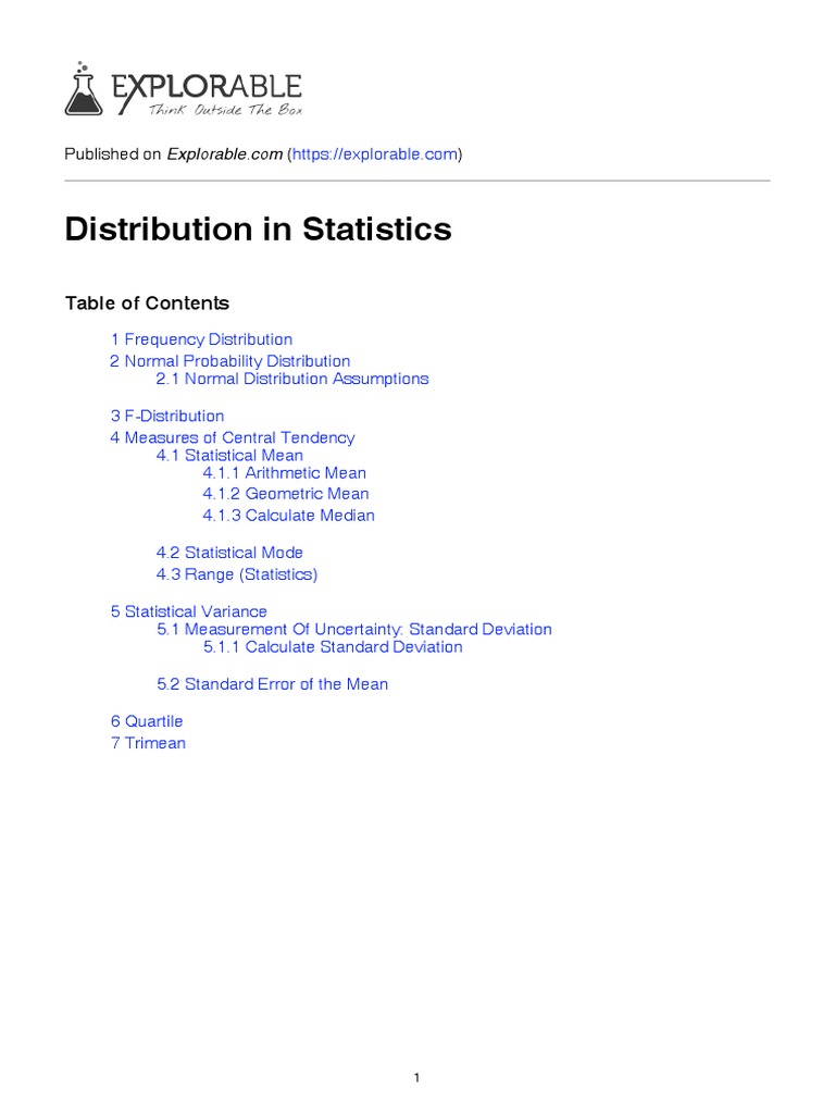 Distribution in Statistics | PDF | Standard Deviation | Mean