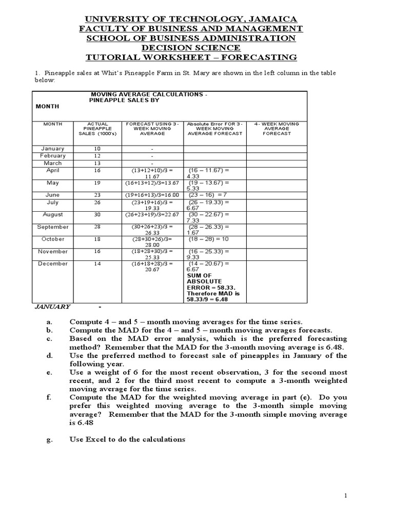 Ds Tutorial 2 Forecasting Regression Analysis Pdf Errors And