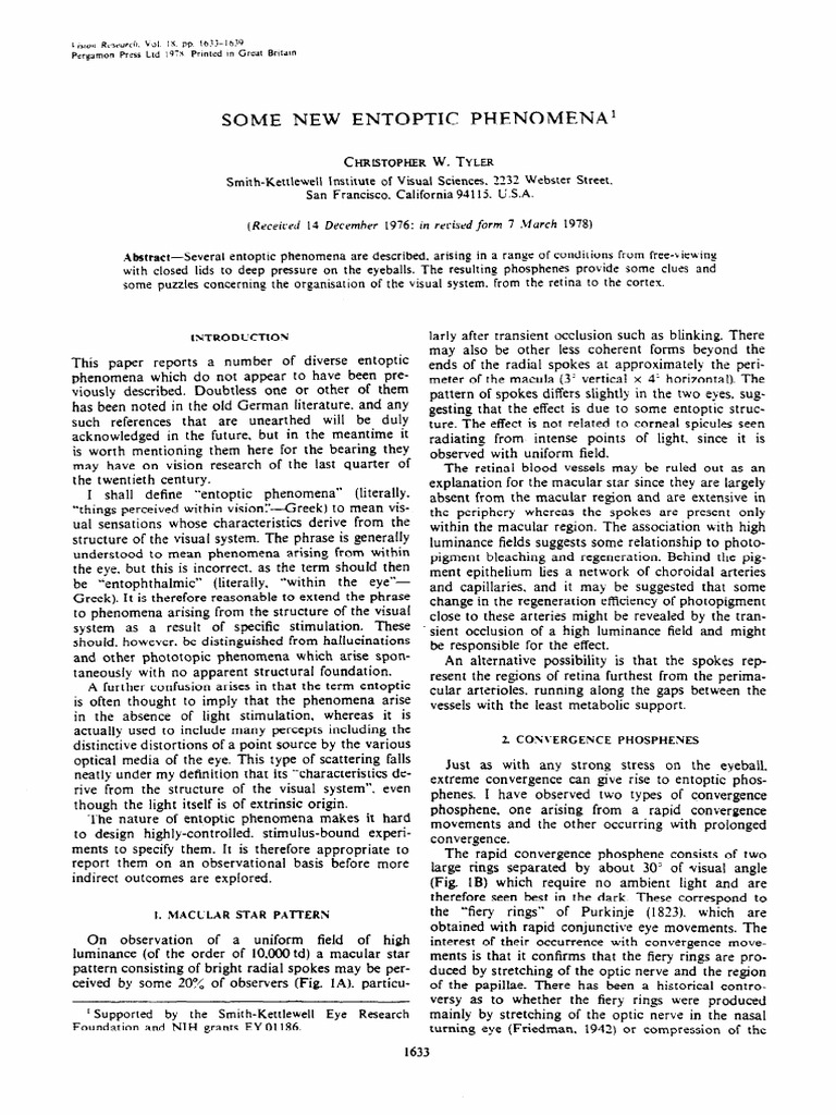 Some New Entoptic Phenomena PDF | PDF | Retina | Eye