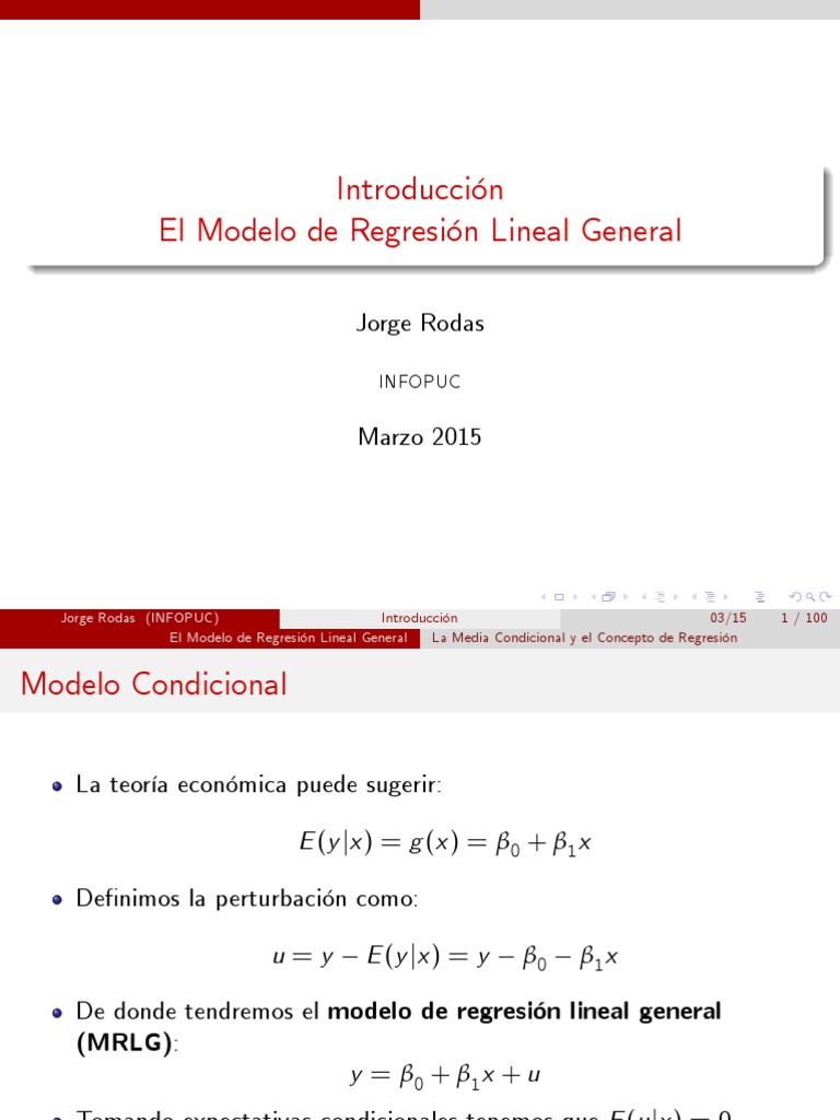 Introducción El Modelo de Regresión Lineal General: Jorge Rodas | PDF | Mínimos cuadrados ...