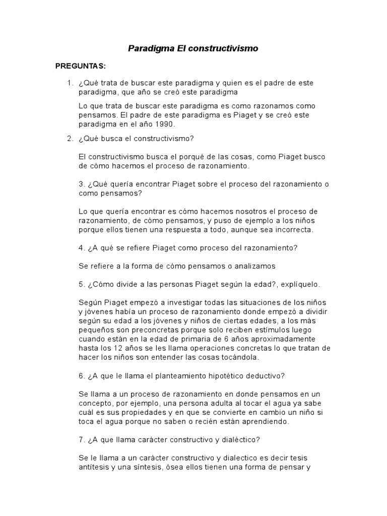 Paradigma El Constructivismo | PDF | Constructivismo (filosofía de la ...
