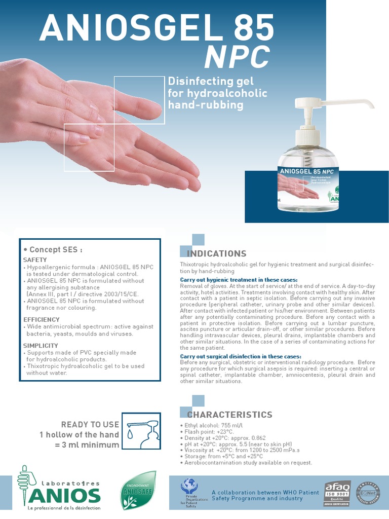 ANIOSGEL 85 NPC-Fiche Technique-00000-EN PDF | PDF | Disinfectant ...