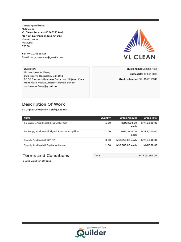 VL Clean Services company address and quote | PDF